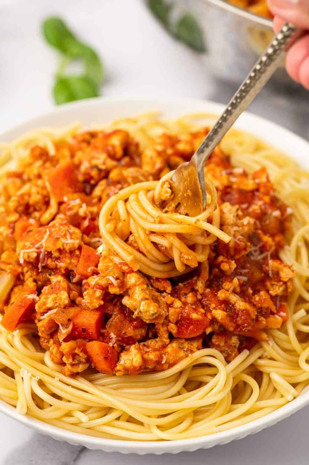 Easy Ground Chicken Spaghetti with Vegetables - Food Exit Recipes