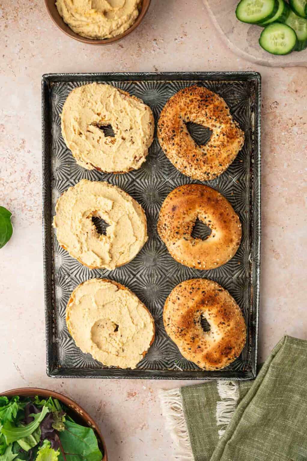 Hummus Bagel Recipe (Veggie Bagel Sandwich) - Food Exit Recipes