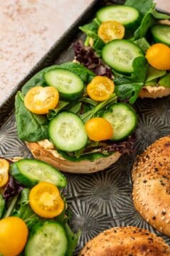 Hummus Bagel Recipe (Veggie Bagel Sandwich) - Food Exit Recipes