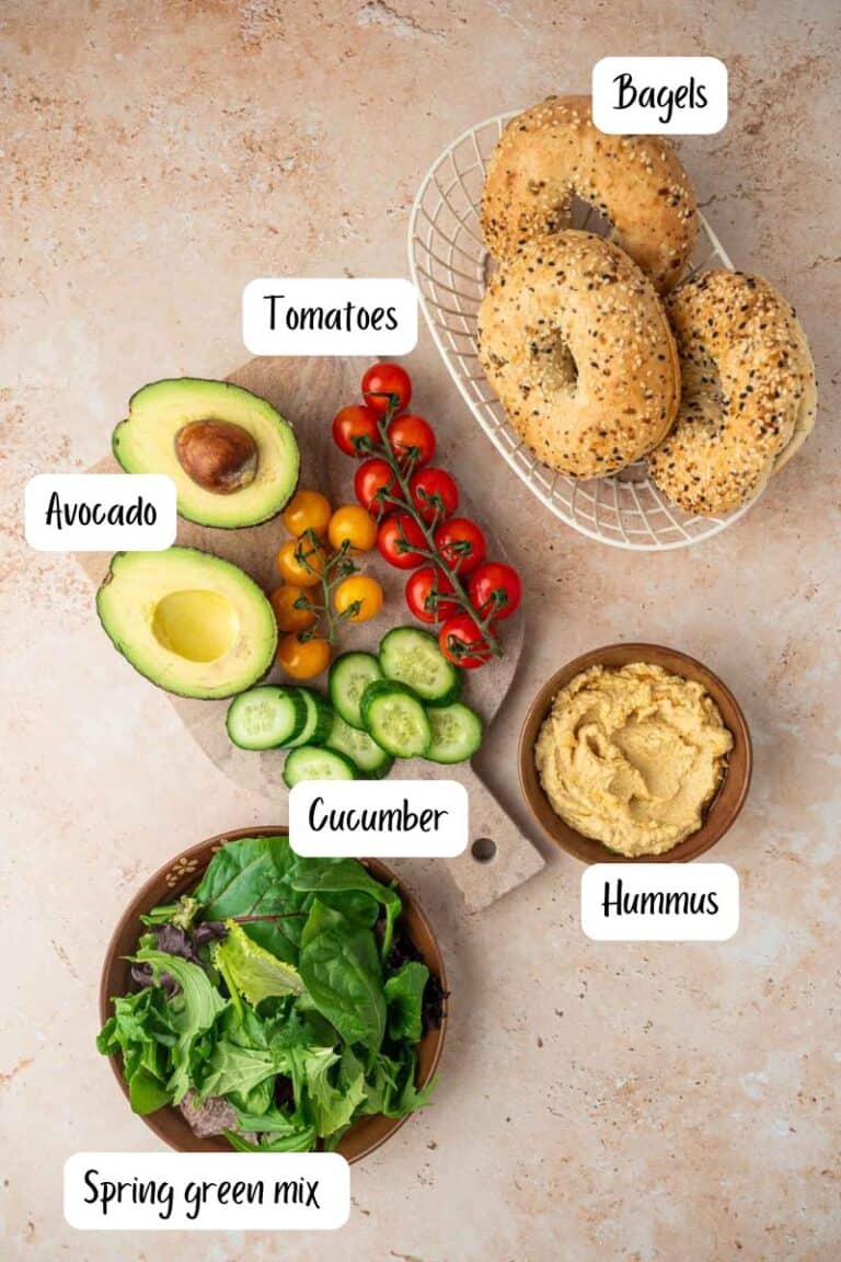 Hummus Bagel Recipe (Veggie Bagel Sandwich) - Food Exit Recipes